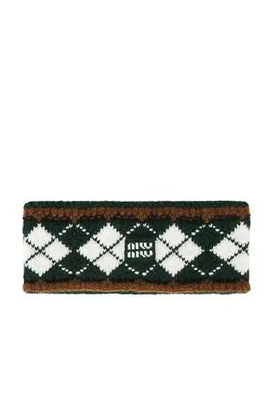 Miu Miu Jacquard Cashwool Headband - Cognac & Biliardo