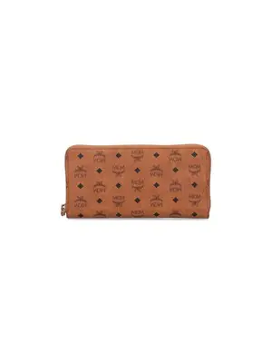 Mcm Aren' Large Zip Wallet - Brown