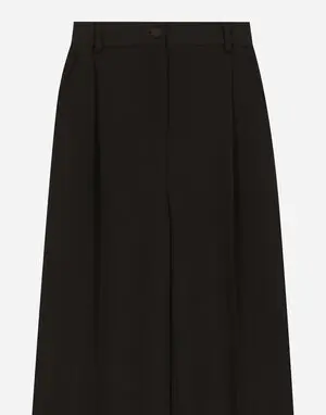 Dolce & Gabbana Flared Wool Gabardine Tuxedo Trousers - Black