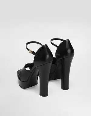 Dolce & Gabbana Platform Sandals In Polished Calfskin - Black