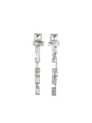 LANVIN Crystal-embellished Clip-on Earrings - Silver
