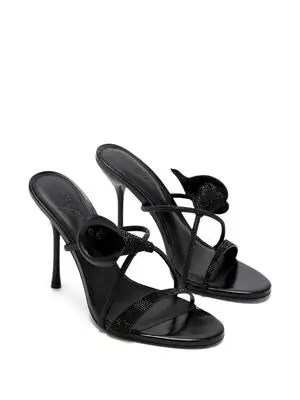 Cult Gaia Camilla Flower Embellished Heeled Sandals - Black