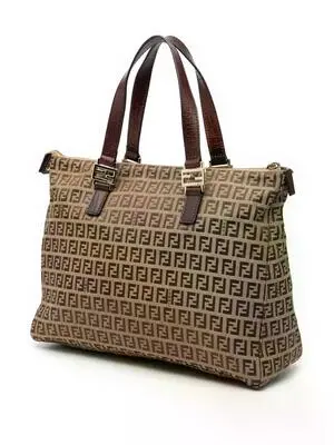 Fendi 2000-2010 Zucchino Canvas Tote Bag - Brown
