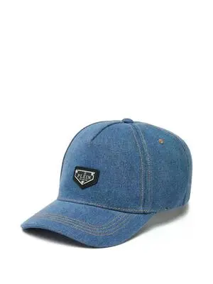 Philipp Plein Denim Baseball Cap With Logo Plaque - Blue