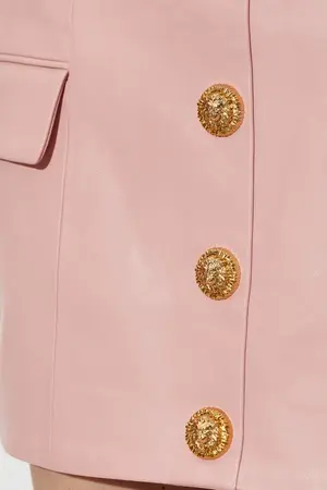 Balmain Mini Leather A-line Skirt