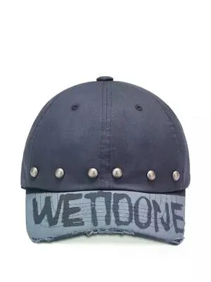 We11Done Studded Distressed Baseball Cap - Grey