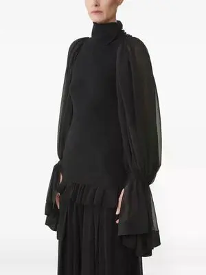 LANVIN Chiffon Sleeve Roll-neck Top