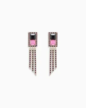 Giorgio Armani Pendant Earrings With Swarovski Crystals - Black