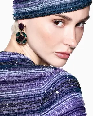 Giorgio Armani Crystal Cascade Clip On Earrings