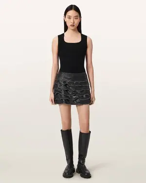 ALLSAINTS Emara Mini Leather Skirt