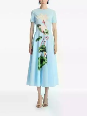 Oscar De La Renta Floral-print Midi Dress