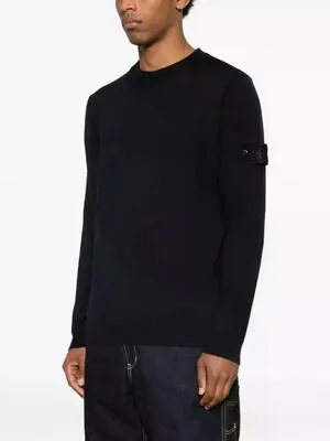 Stone Island Logo-patch Crew-neck Sweater - Blue