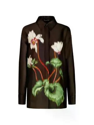 Oscar De La Renta Floral Blouse - Brown