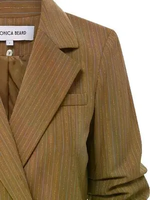 Veronica Beard Rupert Striped Double-breasted Jacket - Brown