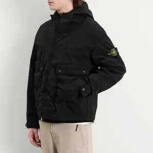 Stone Island Light Compact Touch Poly-tc Hooded Jacket - Black