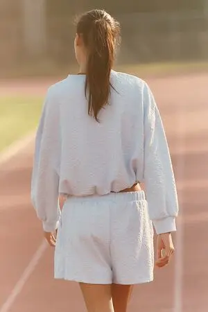 DAILY PRACTICE Textured Knit Shorts - Light Blue