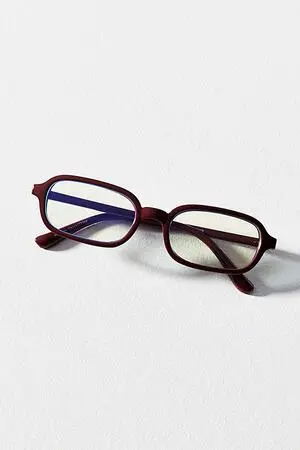 EYEKING Slim Rectangle Blue Light Readers - Dark Red
