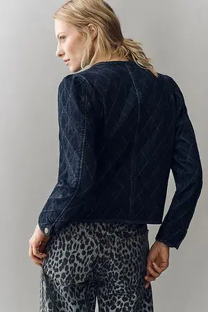 DEAR JOHN Quilted Denim Puff Sleeve Jacket