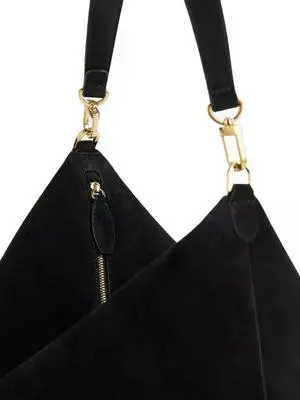 TOTEME Medium Bevel Suede Shoulder Bag - Black