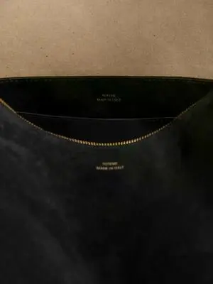 TOTEME Medium Bevel Suede Shoulder Bag - Black