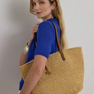 Ralph Lauren Crocheted Straw Large Lainey Tote