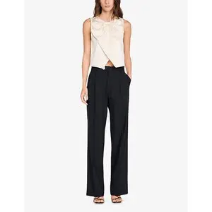Sandro Straight Pressed-crease Wool Trousers