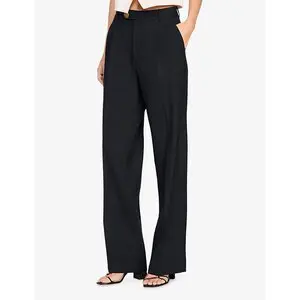 Sandro Straight Pressed-crease Wool Trousers
