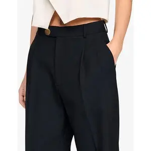 Sandro Straight Pressed-crease Wool Trousers