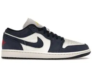 JORDAN 1 Low Se Suede Sneakers - Obsidian/university Gold/chile Red