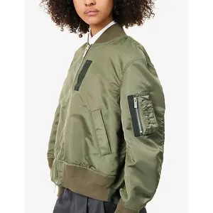 Sacai Relaxed-fit Ruched-sleeves Shell Jacket - Khaki