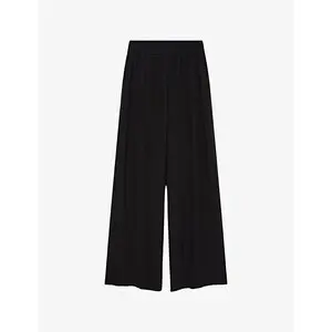 JOSEPH Wide-leg Silk Trousers - Black