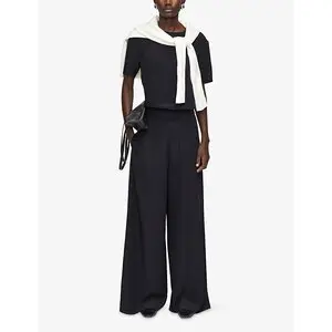 JOSEPH Wide-leg Silk Trousers - Black