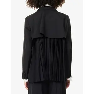Sacai Peak-lapels Pleated Woven Jacket