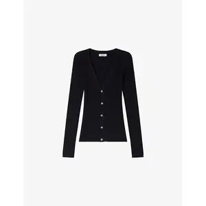 Sandro Ribbed Slim-fit Knitted Cardigan - Black