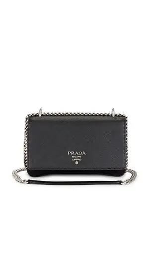 FWRD RENEW Prada Saffiano Flap Crossbody Bag - Black