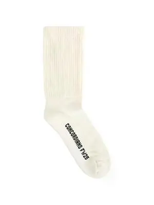 Rick Owens Ribbed Mid-Calf Socks Neutrals