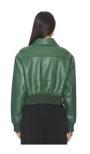 Norma Kamali Zip Front Cropped Jacket - Dark Emerald