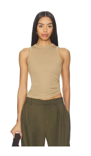 AYA MUSE Jersey High Neck Tank - Khaki