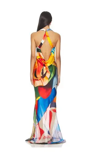 DONDE ESTEBAN Salpicon Long Silk Dress
