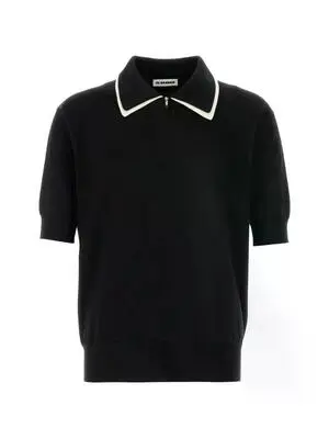JIL SANDER Contrast-collar Polo Shirt - Black