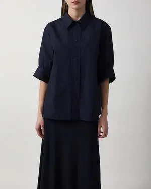 JIL SANDER Cotton Poplin Shirt - Navy