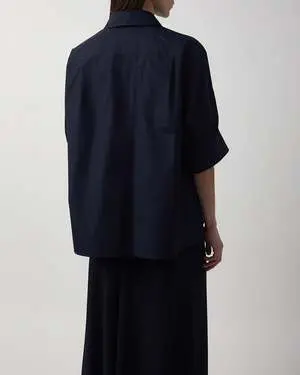 JIL SANDER Cotton Poplin Shirt - Navy