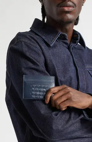 Bottega Veneta Piccolo Intrecciato Leather Card Case - Neptune