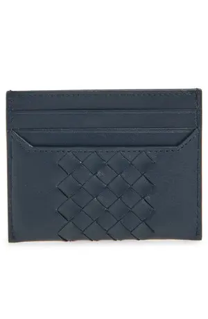 Bottega Veneta Piccolo Intrecciato Leather Card Case - Neptune