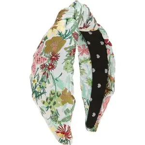 Lele Sadoughi Knotted Floral Brocade Headband - Floral Mint