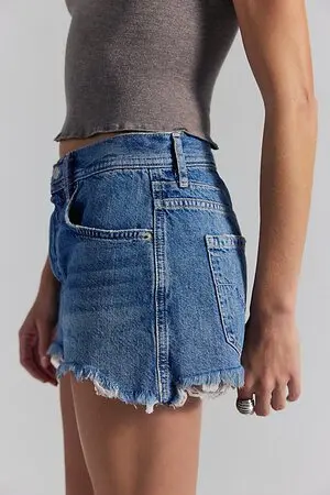 Free People We The Free Double Take Slouch Denim Shorts - Wistful