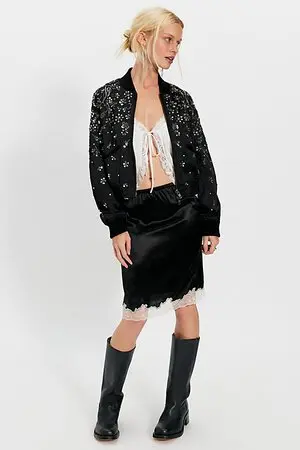Free People Embellished Bomber Jacket