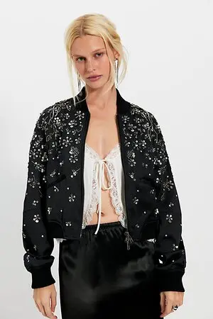 Free People Embellished Bomber Jacket