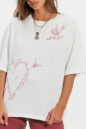RAGABOND More Amore Embroide Tee - Ivory Combo