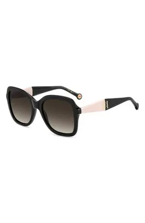 Carolina Herrera 56mm Gradient Square Sunglasses - Black Beige/brown